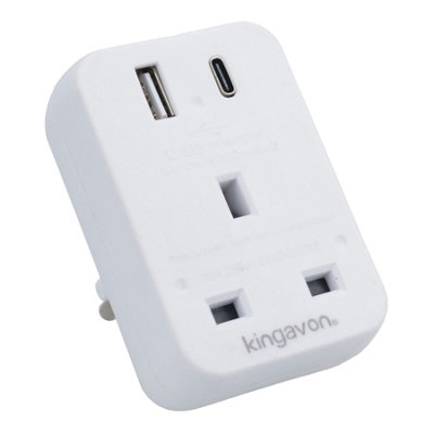 UK To EU Travel Socket Adaptor 2 Pin to 3 Pin Plug + C / USB Charging ...