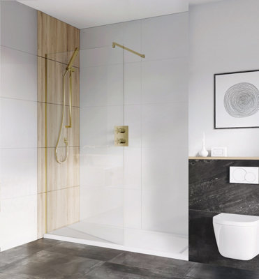 UKBathrooms Essentials 1200mm wet room panel 10mm BBR including brushed ...