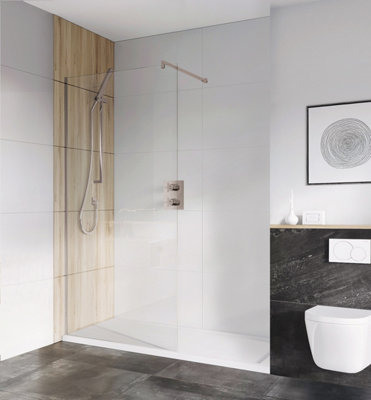 UKBathrooms Essentials 400mm wet room panel 8mm Nickel