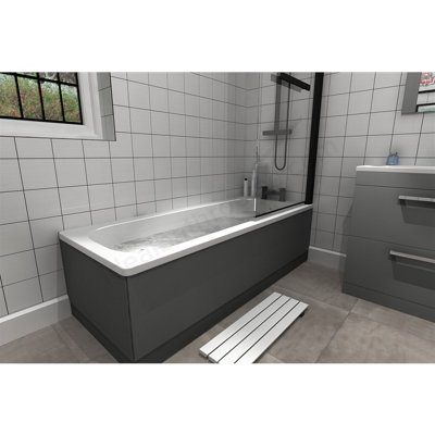 UKBathrooms Essentials Steel bath 1700x700 with anti slip 2 tap holes ...