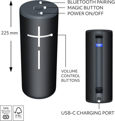 Ultimate Ears MEGABOOM 4 Portable Waterproof Bluetooth Speaker Black