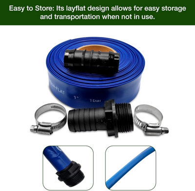 Ultimate Layflat Discharge Hose Pipe Set 10m x 25mm Diameter, Complete ...