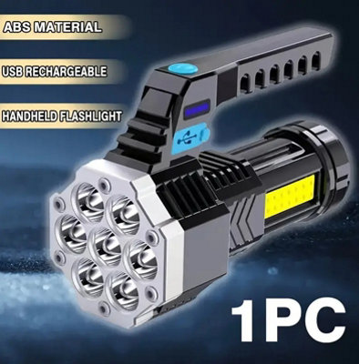 Ultra Bright Handheld LED Torch with COB Side Light & 4 Modes USB ...