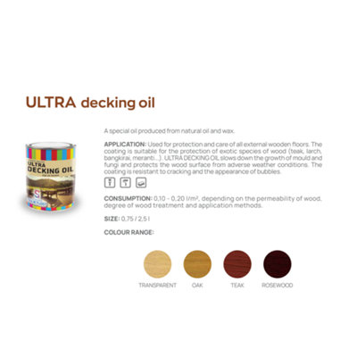 Ultra Decking Oil, Wooden Surface Protection 0.75L