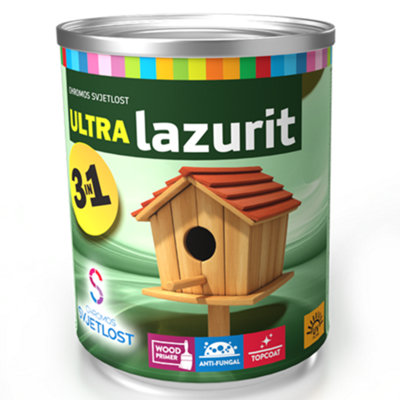 Ultra LAZURIT 3in1 Wood Coating, Transparent, Solvent-Based, Indoor/Outdoor