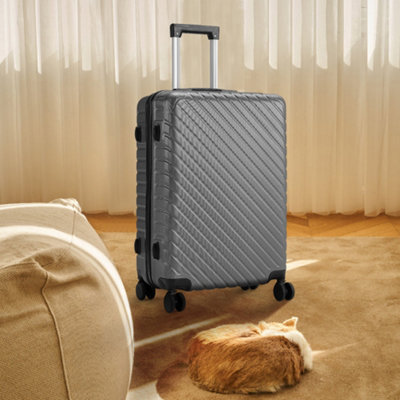 Ultra-Lightweight Silver Travel Suitcase with 360-Degree Spinner Wheels ...