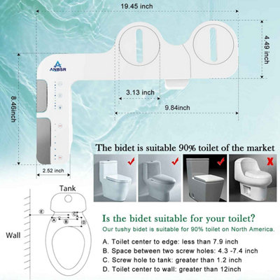 Ultra Slim 3 in 1 Non Electric Bidet Attachment, Self Cleaning Dual ...