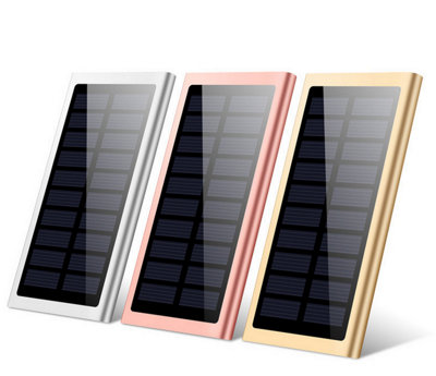 Ultra Thin Solar Dual USB Power Bank- Silver
