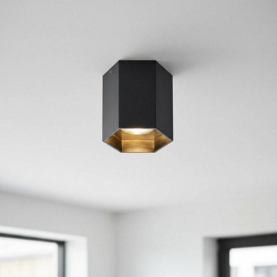 UltraBeam 5 Watt Hexagonal Black Surface Mounted Ceiling Spotlight - 5 ...