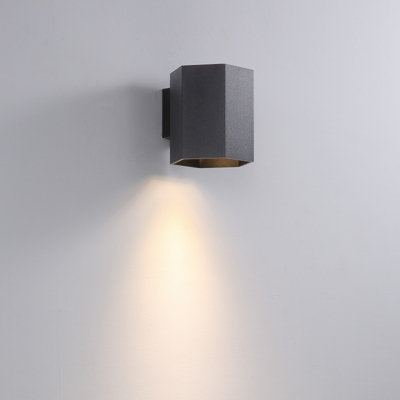 UltraBeam Black Hexagonal Indoor LED Wall Light 5 Watt GU10 LED 400 ...