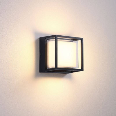 UltraBeam Square Black Outdoor LED Wall Light 12 Watt LED 1200 Lumens