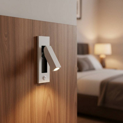 UltraBeam White Wall Mounted Recessed Bedside Reading Light 3 Watt ...
