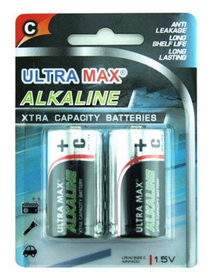 ULTRAMAX BRAND C ALKALINE BATTERY (2 PACK)
