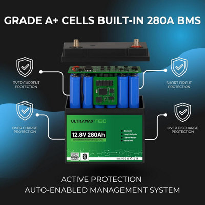 ULTRAMAX NEO 280Ah 12V LiFePO4 Deep Cycle Battery Bluetooth 15,000 ...