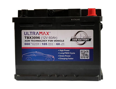 ULTRAMAX TBX3096 / YBX7027 12V 60AH 660 CCA START STOP CAR AGM BATTERY