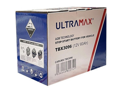 Ultramax TBX3096 / YBX7027 12V 60Ah 660 CCA Start Stop Car AGM Battery