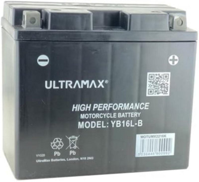Ultramax YB16L-B, 12v 19Ah Motorcycle Battery