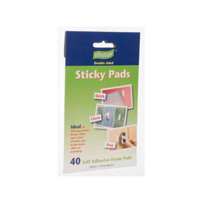 Ultratape Self Adhesive Sticky Pads (Pack of 40) White (One Size)