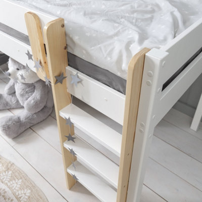 Una Midsleeper Kids Solid Wood Cabin Bed & Tent in Classic White