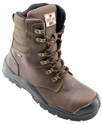 Unbreakable Tornado S3 composite toe/midsole brown side-zip safety work ...