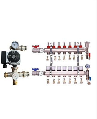 Underfloor Heating 7 Port Manifold with 'A' Rated Auto Pump GPA25-6 and ...