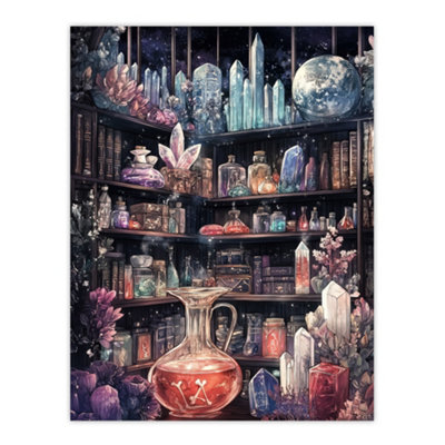 Unframed Wall Art Alchemist Laboratory Crystals Potions Fantasy - 12X16 ...
