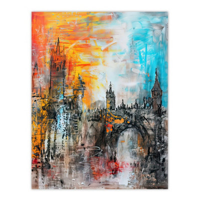 Unframed Wall Art Alnwick Castle Modern Artwork Northumberland - 12X16 inch