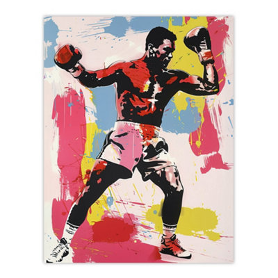Unframed Wall Art Boxer Sport Portrait Boxing Gloves Colourful Bold ...