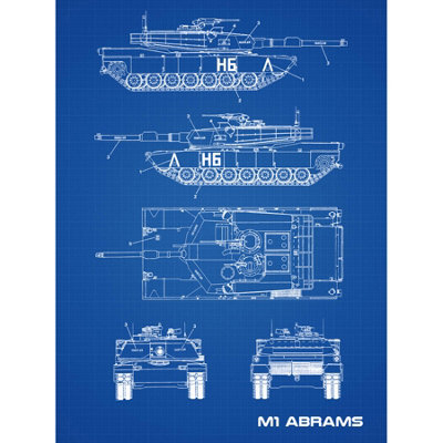 Unframed Wall Art M1 Abrams American Main Battle Tank Blueprint Plan ...