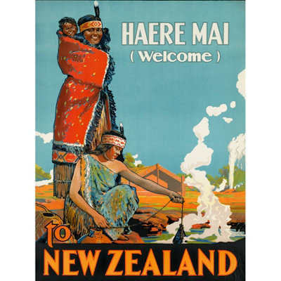 Unframed Wall Art New Zealand Maori Haere Mai Welcome Vintage Travel ...