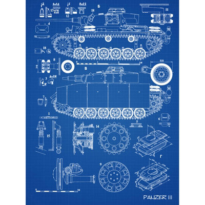 Unframed Wall Art Panzer III 3 German Medium Tank Blueprint Plan ...