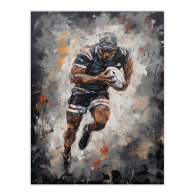 Unframed Wall Art Rugby Fan Artwork World Cup Forward With Ball Action ...