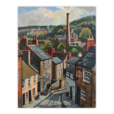 Unframed Wall Art Traditional Northern English Village Painting - 12X16 ...