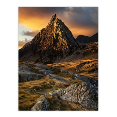 Unframed Wall Art Tryfan Mountain Peak Summit Snowdonia Wales - 12X16 inch