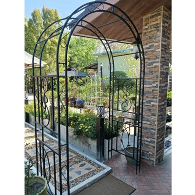 UNHO 215cm H Heavy Metal Garden Arch Trellis Climbing Plants Vine Rack