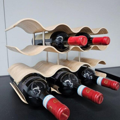 UNHO 4 Tier Wooden Wave Wine Rack/Creative Home Grape Wine Holder Shelf ...