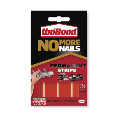 UNIBOND NO MORE NAILS PERMANENT STRIPS 10PK ONE COLOUR (ONE SIZE)
