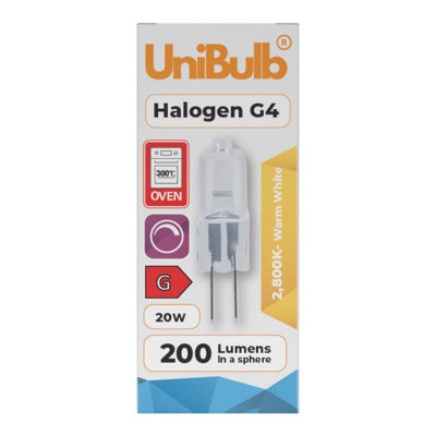 UniBulb Halogen G4 Capsule 200lm 20W 2800K (Warm White) Light Bulb For ...