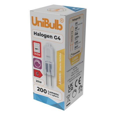 UniBulb Halogen G4 Capsule 200lm 20W 2800K (Warm White) Light Bulb For ...