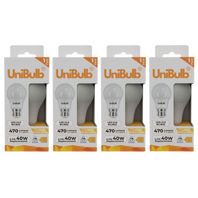 UniBulb LED GLS B22 (BC) 470lm 4.2W (Replaces 40W) 2700K (Warm White ...