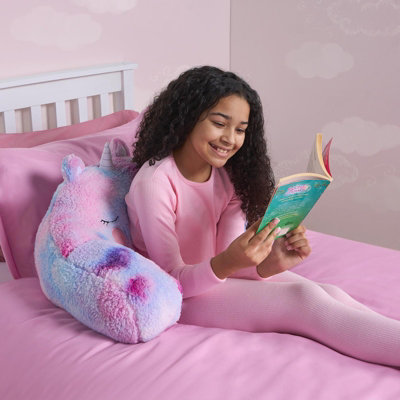 Unicorn Cuddle Cushion Teddy Fleece Reading Bed Pillow Chair Back ...