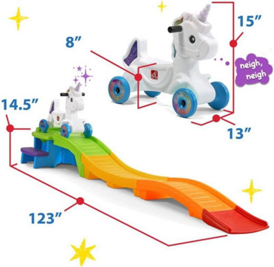 UNICORN PUSH CAR WITH UP & DOWN ROLLER COASTER TRACK, INDOOR/OUTDOOR ...