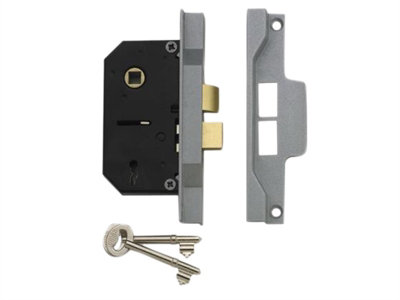 Union 2242 2 Lever Mortice Rebated Sashlock - Silver Enamel Finish 65.5mm