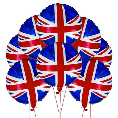 Union Jack Foil Balloons Blue 18 Inches for all occasions 20pcs | DIY at B&Q