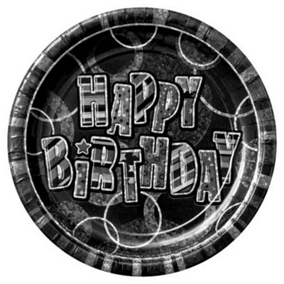 Unique 9 Inch Prism Plates - Black Glitz Black (One Size) | DIY at B&Q