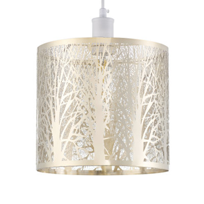 Unique and Beautiful Brushed Gold Metal Forest Design Ceiling Pendant Shade
