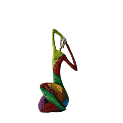 Unique Colourful Woman in A Yoga Stretch Abstract Art Figure
