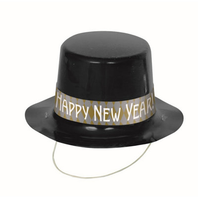 Unique Jazzy New Year Party Hat (Pack of 4) Black (One Size)