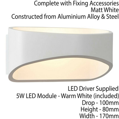 Unique LED Wall Light Warm White Modern Matt White Loop Up & Down ...