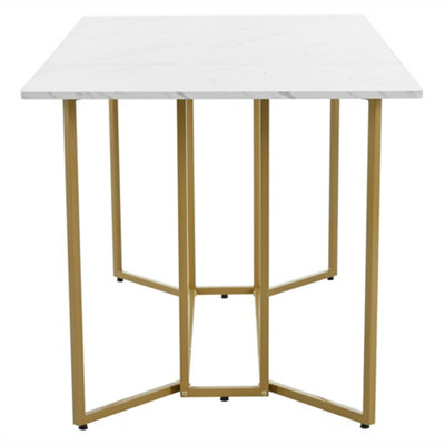Unique Metal Frame Rectangular Dining Table in Modern Marble Pattern ...